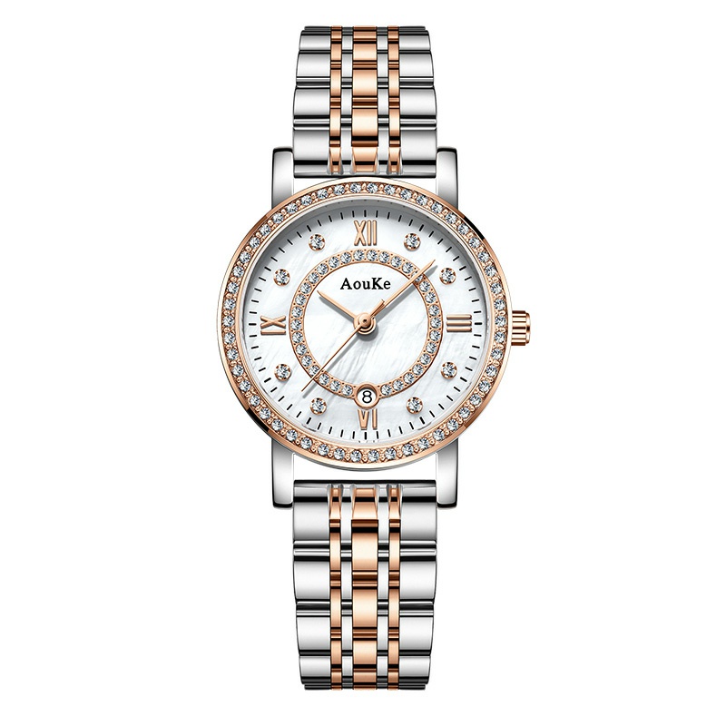 奥刻AouKe双圈系列 瑞士注册1836 女士时尚百搭腕表 - 奥刻